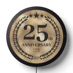 25th Anniversary Business Logo Gold Light LED Sign | Zazzle
