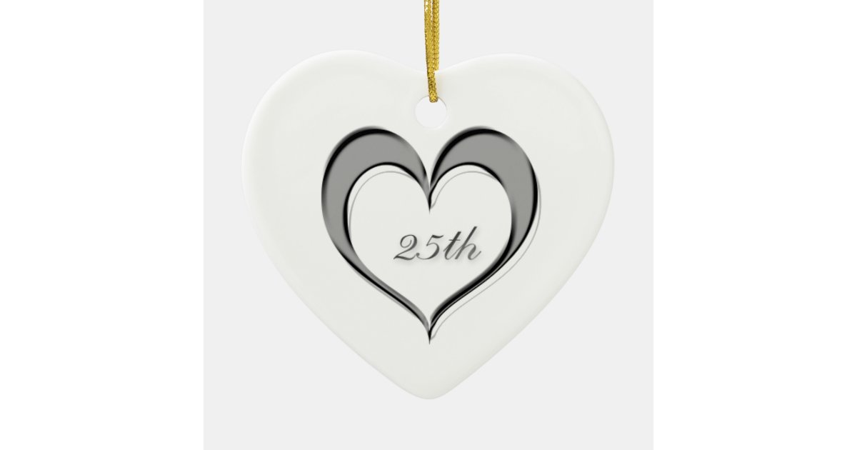 25th Anniversary Heart Ornament | Zazzle