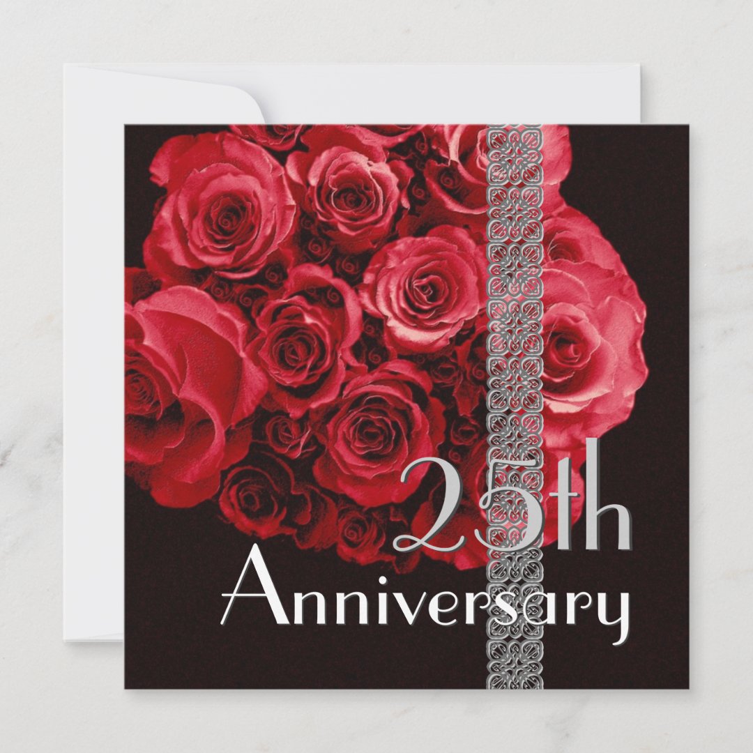 25th Anniversary Invitation RED Roses | Zazzle