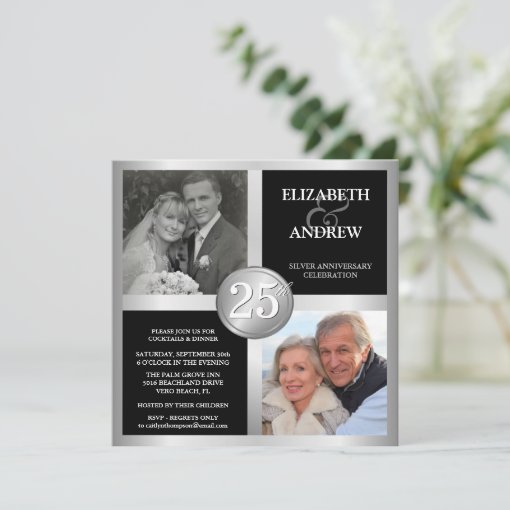 25th Anniversary Invitations with 2 Photos | Zazzle