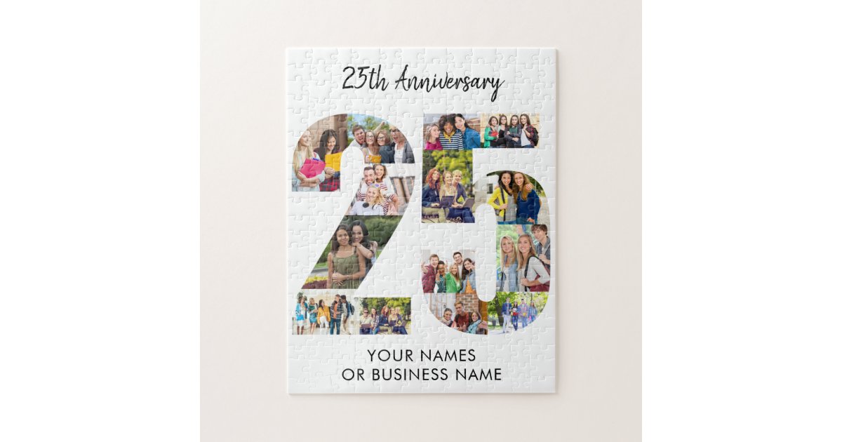 25th Anniversary Number 25 Photo Collage Jigsaw Puzzle | Zazzle
