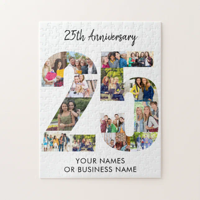 25th Anniversary Number 25 Photo Collage Jigsaw Puzzle | Zazzle