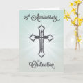 25th Anniversary of Ordination, Silver Cross Card | Zazzle