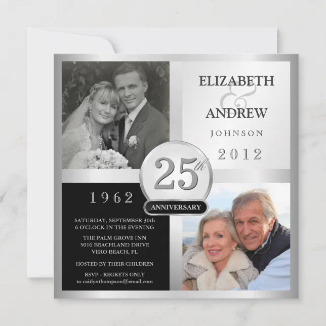 25th Anniversary Party Invitations - 2 Photos | Zazzle