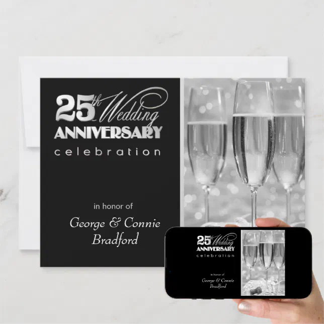 25th Anniversary Party Invitations - Personalized | Zazzle
