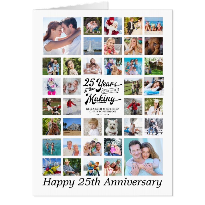 25th Anniversary Photo Collage 25 Years in Making Card | Zazzle.com