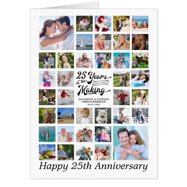 25th Anniversary Photo Collage 25 Years in Making Card | Zazzle