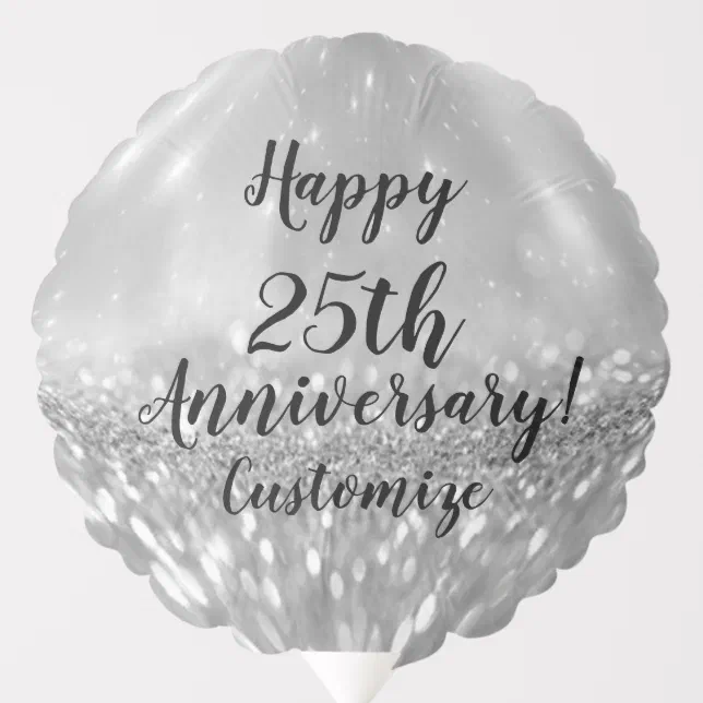 25th Anniversary Silver Glitter Ball Balloon | Zazzle