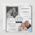 25th Anniversary Silver Invitations with 2 Photos | Zazzle