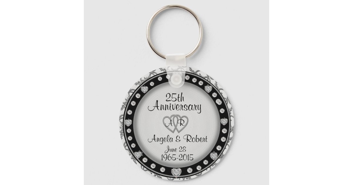 25th Anniversary Silver Keychain | Zazzle