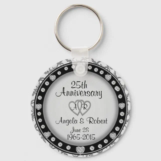 25th Anniversary Silver Keychain | Zazzle