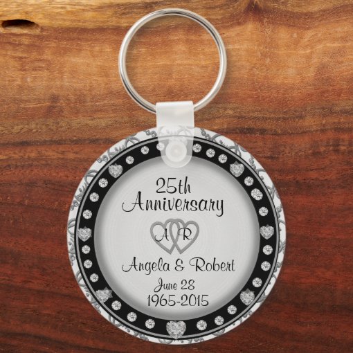 25th Anniversary Silver Keychain | Zazzle