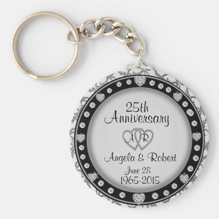 25th Anniversary Silver Keychain | Zazzle