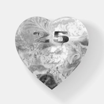 25th Anniversary Silver Wedding Add Name or Text Paperweight | Zazzle