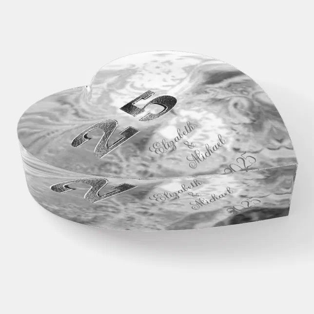25th Anniversary Silver Wedding Add Name or Text Paperweight | Zazzle