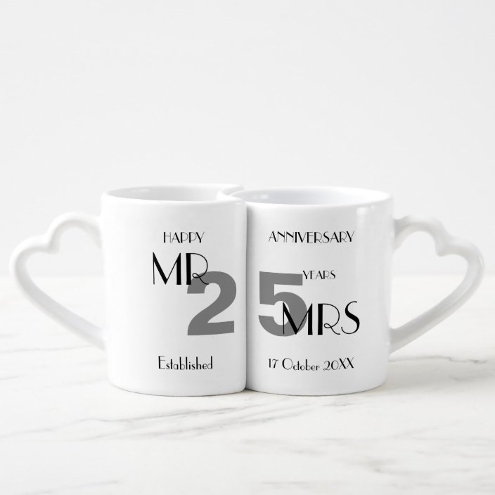 25th Anniversary Silver Wedding Personalized Coffee Mug Set | Zazzle.com