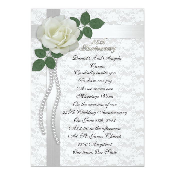 25th Anniversary Vow Renewal Invitation White Rose Zazzle 25th Anniversary Vow Renewal Invitation White Rose Zazzle