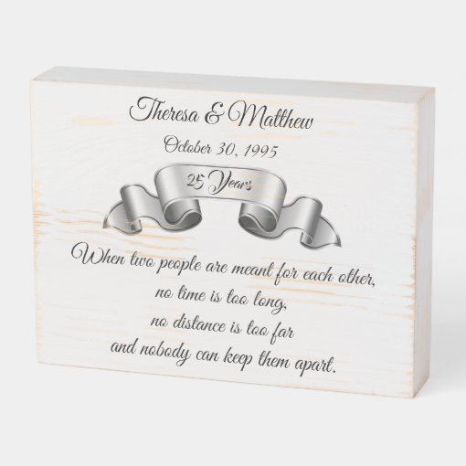 25th Anniversary Wood Box Sign Plaque w Date | Zazzle