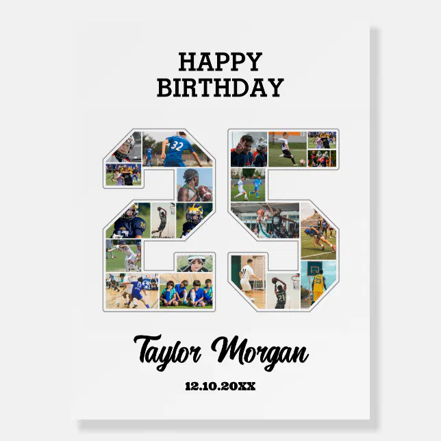25th Birthday Anniversary Number 25 Photo Collage Foam Board | Zazzle