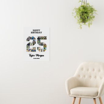 25th Birthday Anniversary Number 25 Photo Collage Foam Board | Zazzle