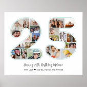 25th Birthday Anniversary Number 25 Photo Collage Poster | Zazzle