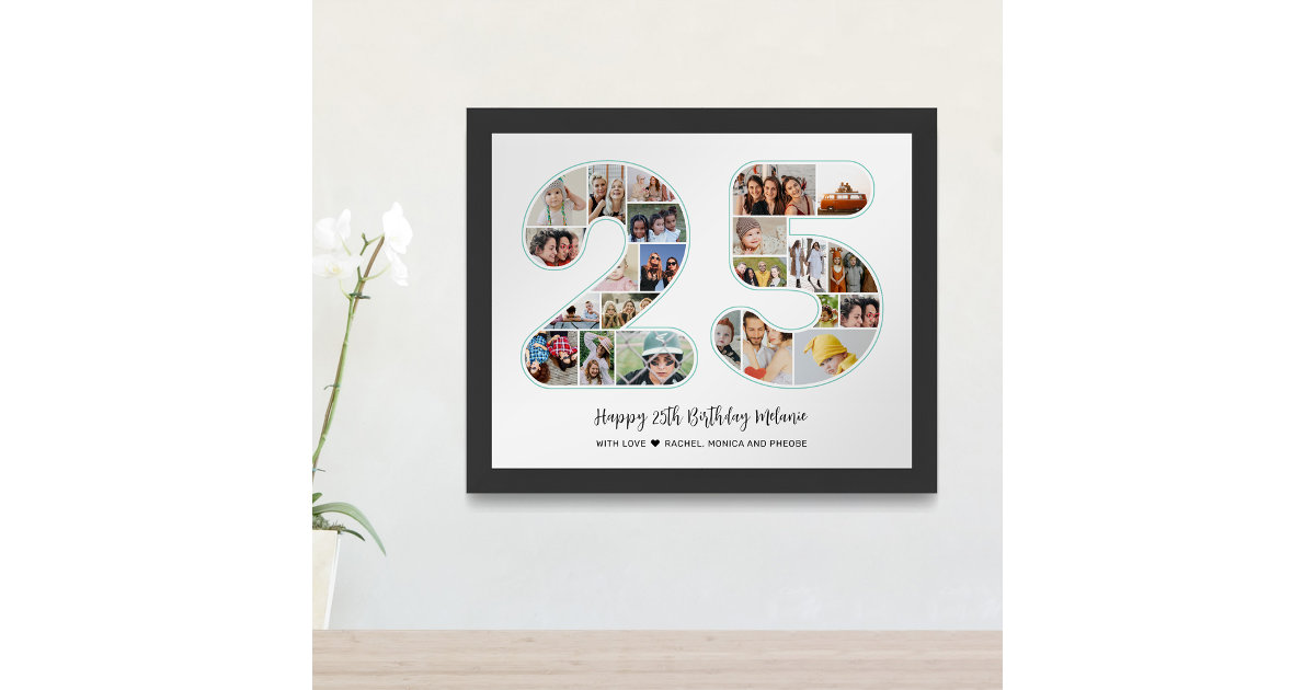 25th Birthday Anniversary Number 25 Photo Collage Poster | Zazzle