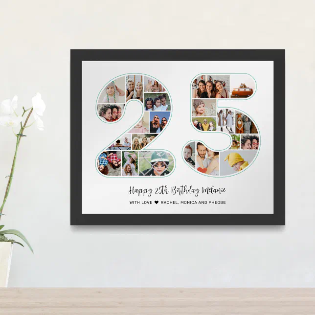 25th Birthday Anniversary Number 25 Photo Collage Poster | Zazzle