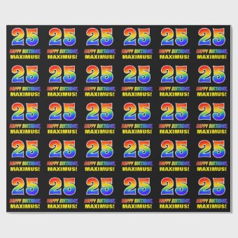 25th Birthday: Bold, Fun, Simple, Rainbow 25 Wrapping Paper | Zazzle