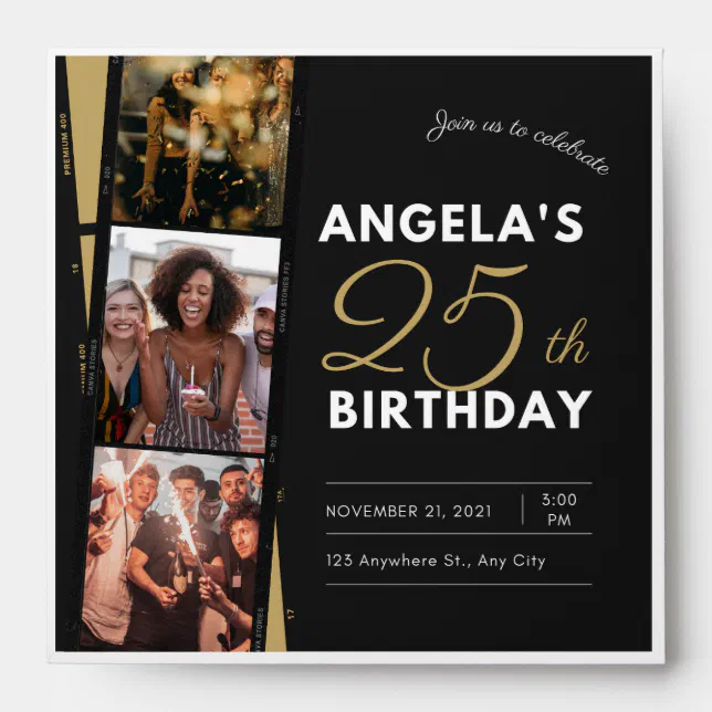 25th Birthday Invitation Card Envelope | Zazzle