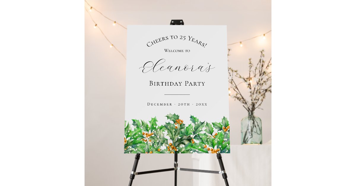 25th Birthday Party Holly December Birth Flower Foam Board | Zazzle