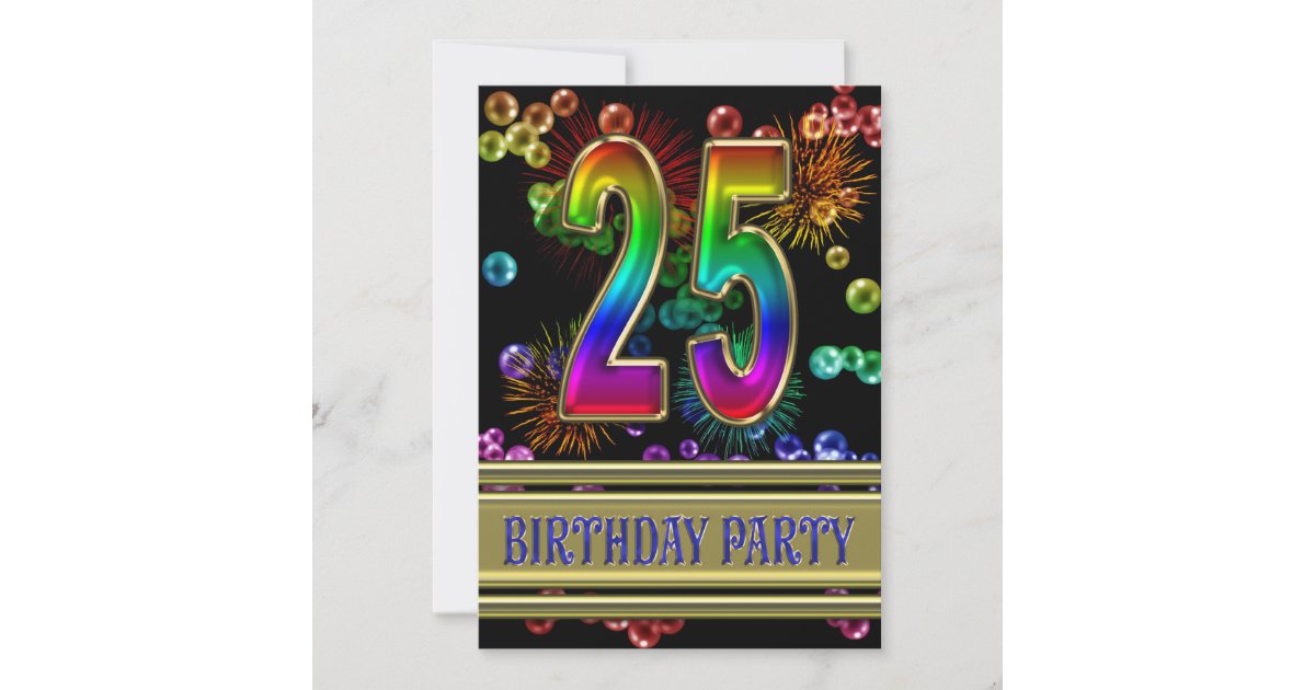 25th Birthday party Invitation with bubbles | Zazzle