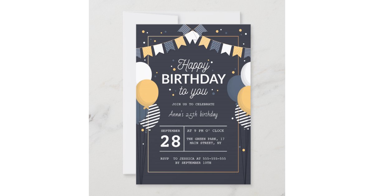 25th birthday party invitation with lettering | Zazzle