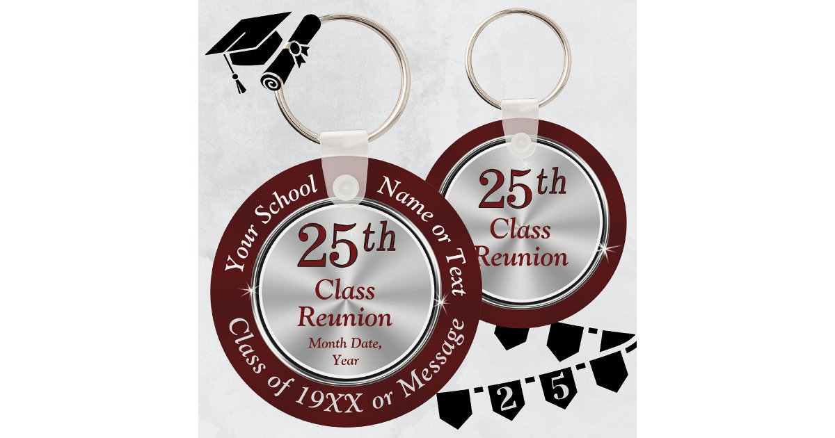 25th Class Reunion Ideas, 25th Reunion Favors, Keychain | Zazzle