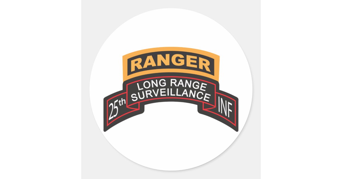 25th Infantry Division LRS Scroll, Ranger Tab Classic Round Sticker ...