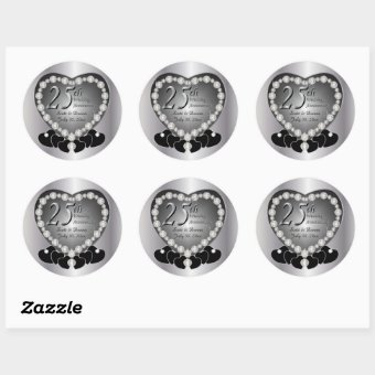 25th Silver Anniversary Classic Round Sticker | Zazzle