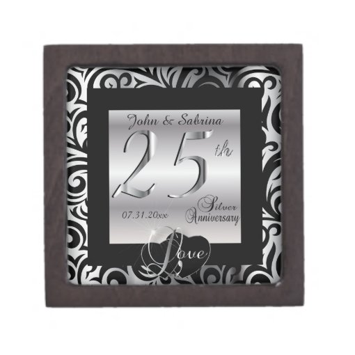 25th Silver Anniversary Design Keepsake Box | Zazzle