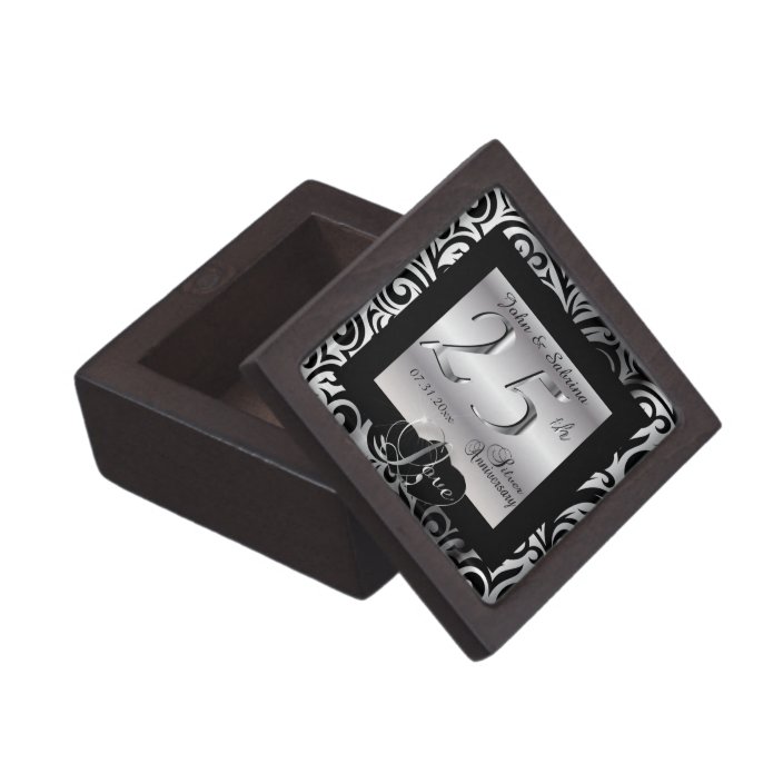 25th Silver Anniversary Design Keepsake Box | Zazzle.com