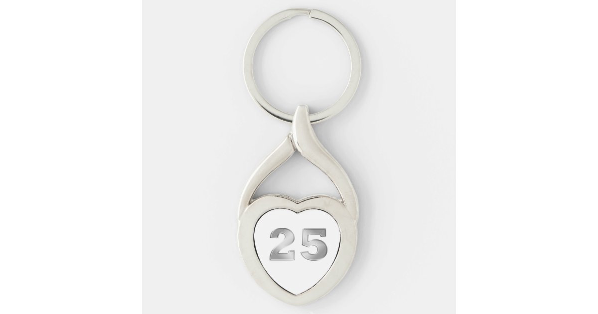 25th Silver Anniversary Keychain | Zazzle