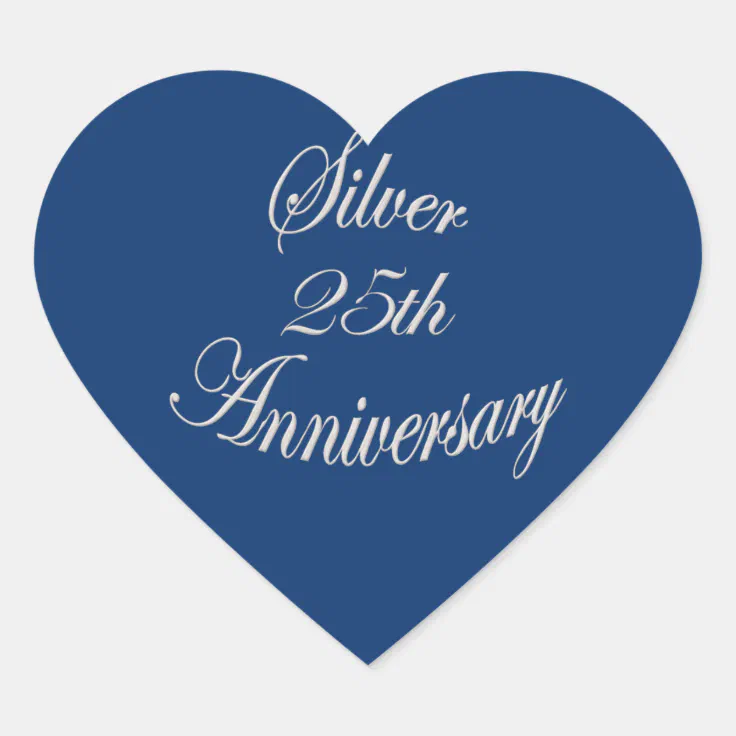 25th Silver Anniversary Logo Heart Sticker | Zazzle