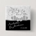 25th Silver Wedding Anniversary Design Pinback Button | Zazzle
