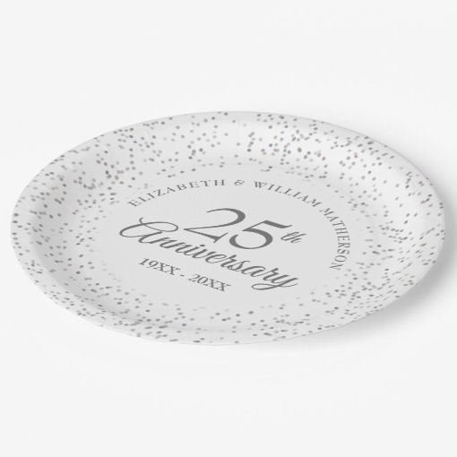 25th Silver Wedding Anniversary Elegant Script Paper Plates | Zazzle