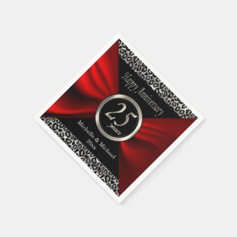 25th Silver Wedding Anniversary | Leopard Pattern Napkins | Zazzle