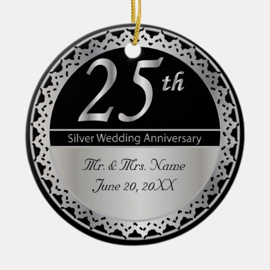 25th Silver Wedding Anniversary Memento Ceramic Ornament | Zazzle.com