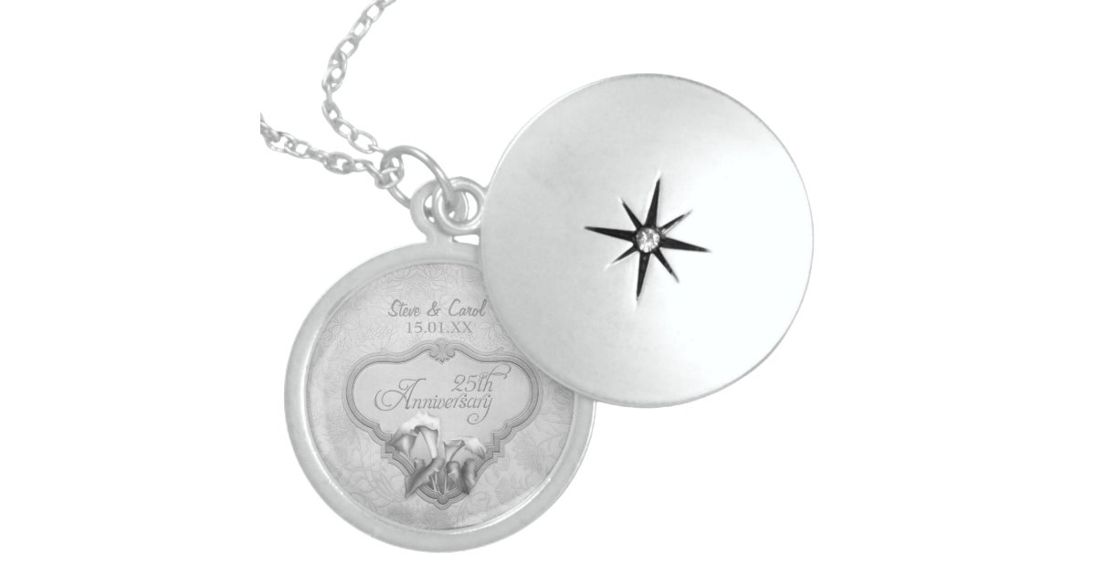 25th Silver Wedding Anniversary Sterling Silver Necklace | Zazzle