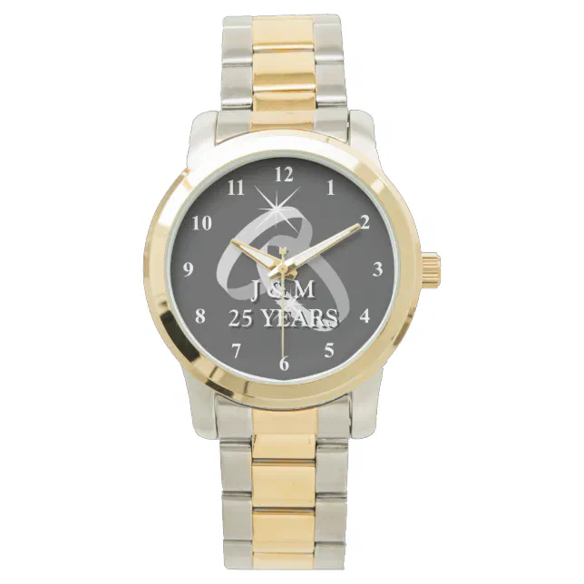 25th silver wedding anniversary watch | Zazzle