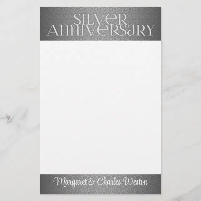 25th Silver Wedding Annivsersary Custom Stationery | Zazzle