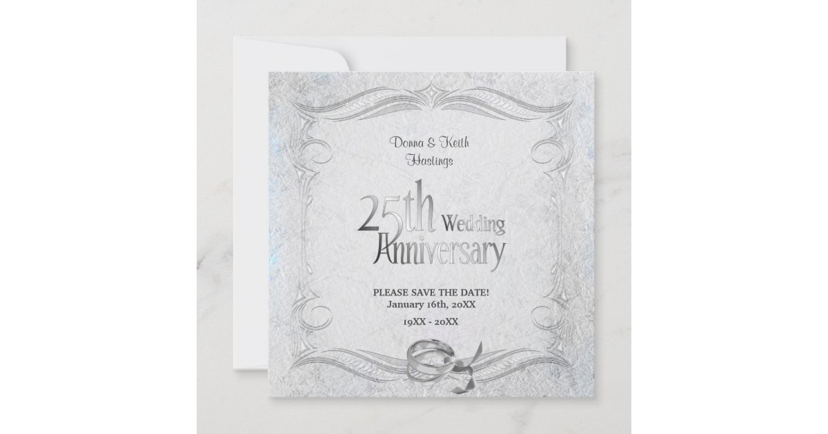 25th Stylish Silver Anniversary Save The Date | Zazzle.com