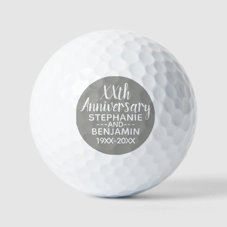 25th Wedding Anniversary - Can Edit Gray Color Golf Balls | Zazzle