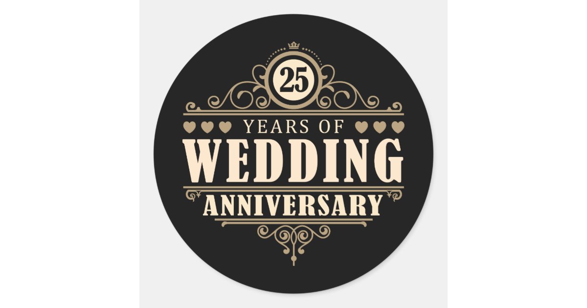 25th Wedding Anniversary Classic Round Sticker | Zazzle