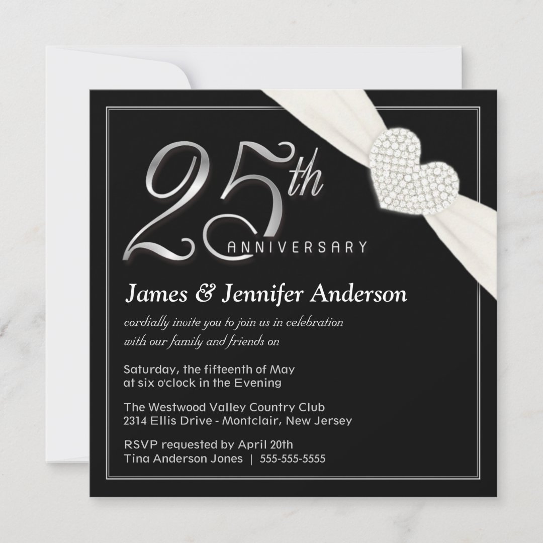 25th Wedding Anniversary Party Invitations | Zazzle